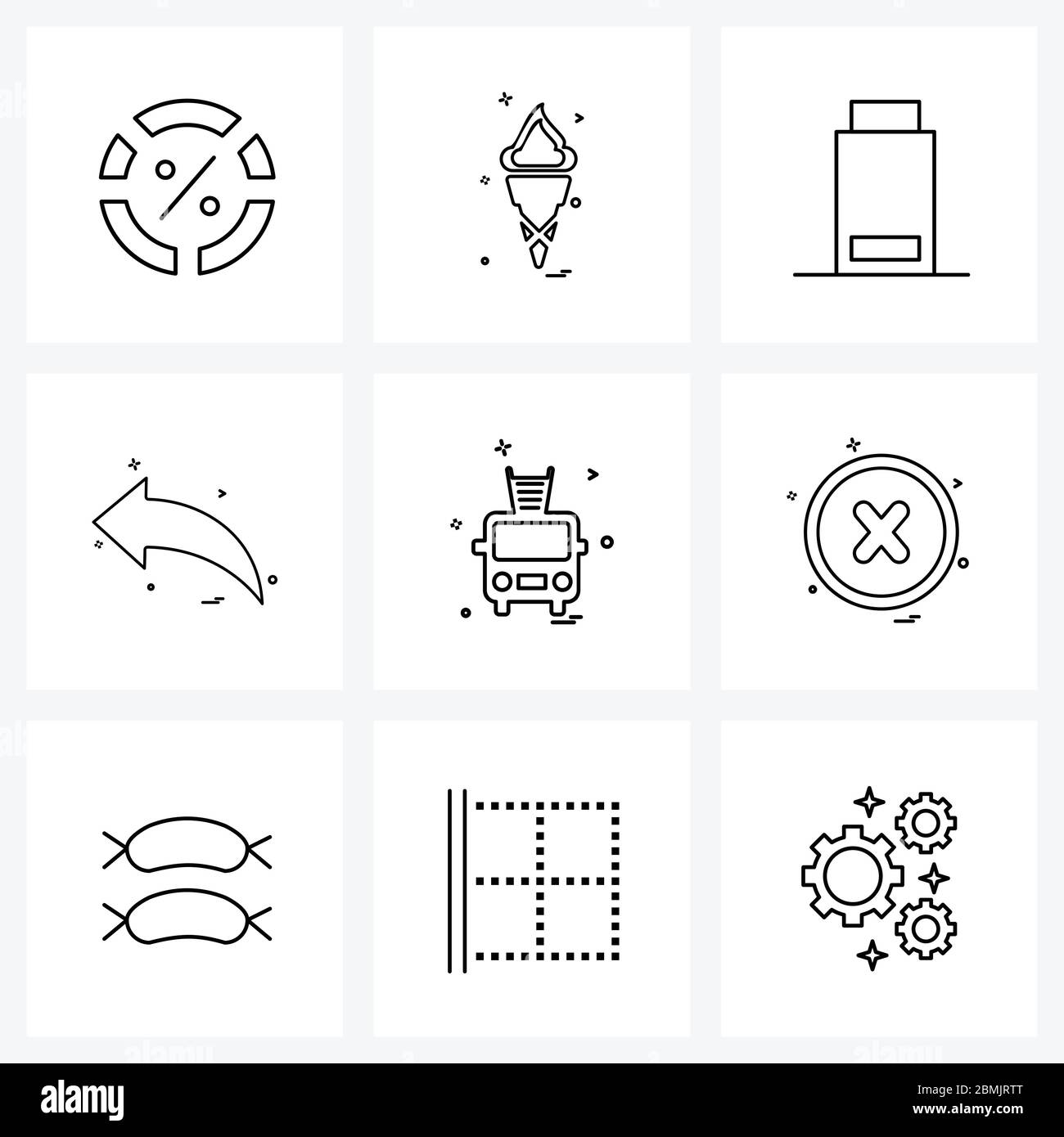 Set of 9 UI Icons and symbols for left, arrow, battery, power, energy ...