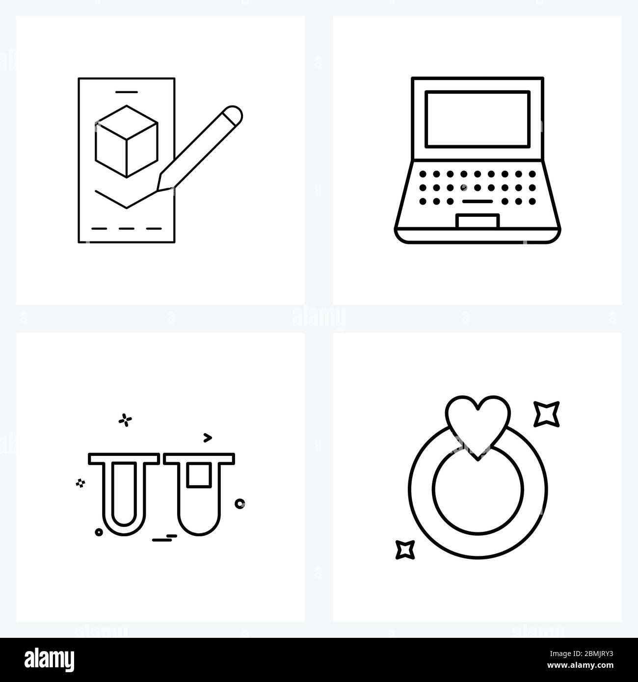 Stock Vector Icon Set of 4 Line Symbols for art, lab, development ...
