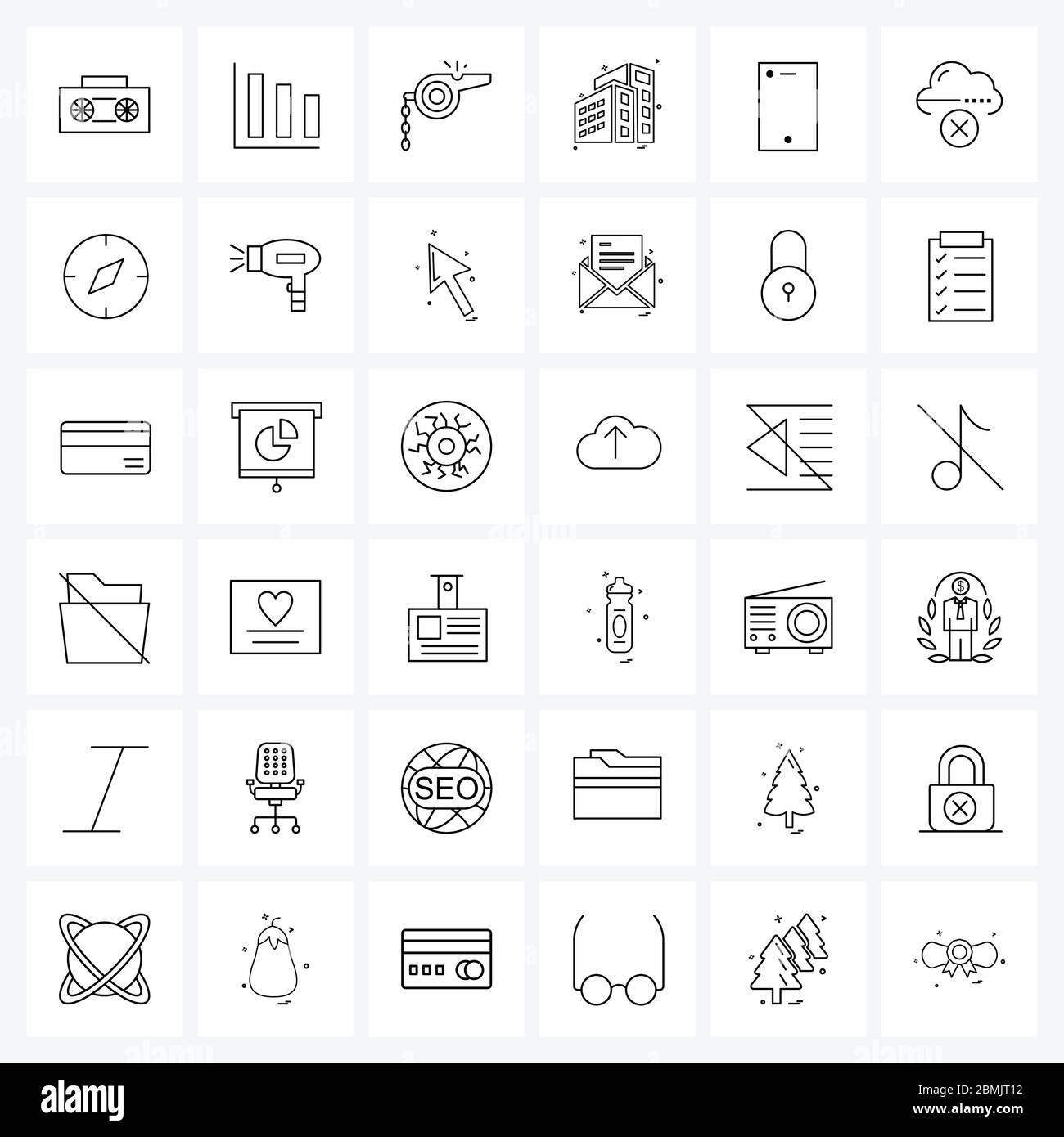 Line Icon Set of 36 Modern Symbols of android, city, healthy, residence ...
