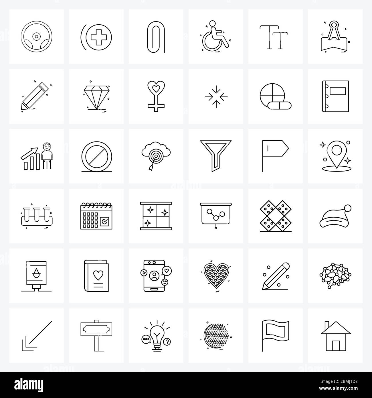 UI Set of 36 Basic Line Icons of letter, invalid, attach, handicap ...