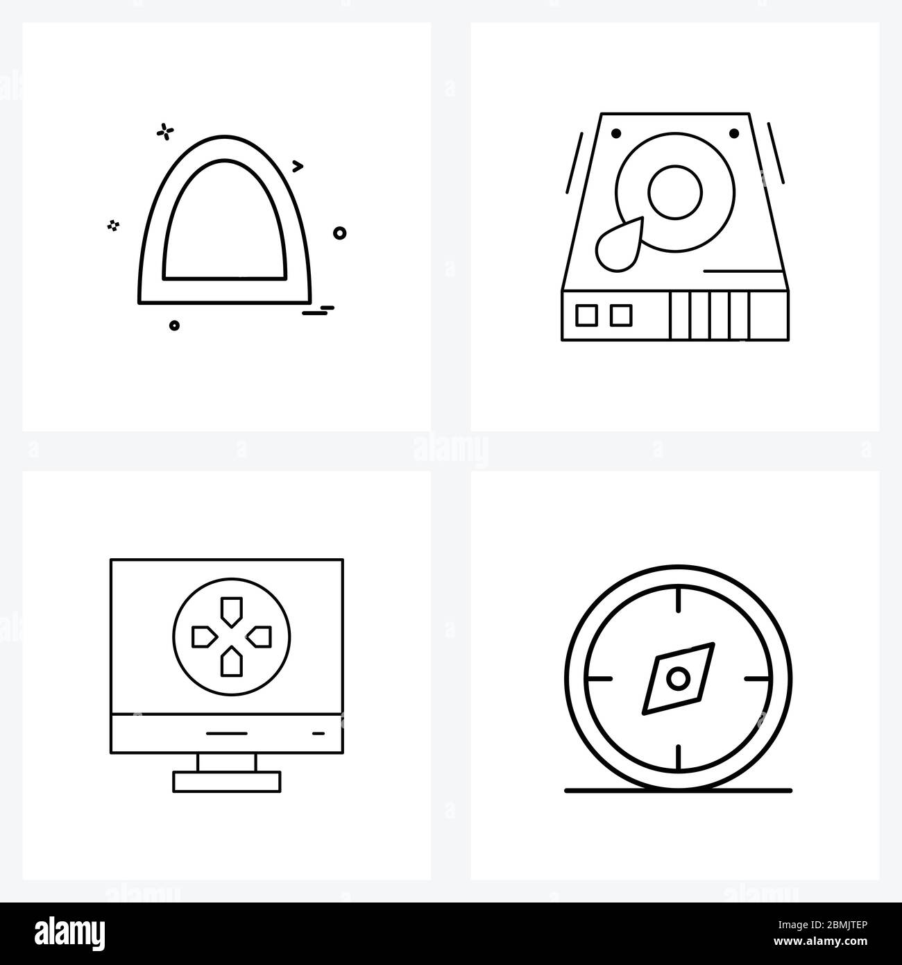 Simple Set of 4 Line Icons such as sign, development, d scale, drive ...