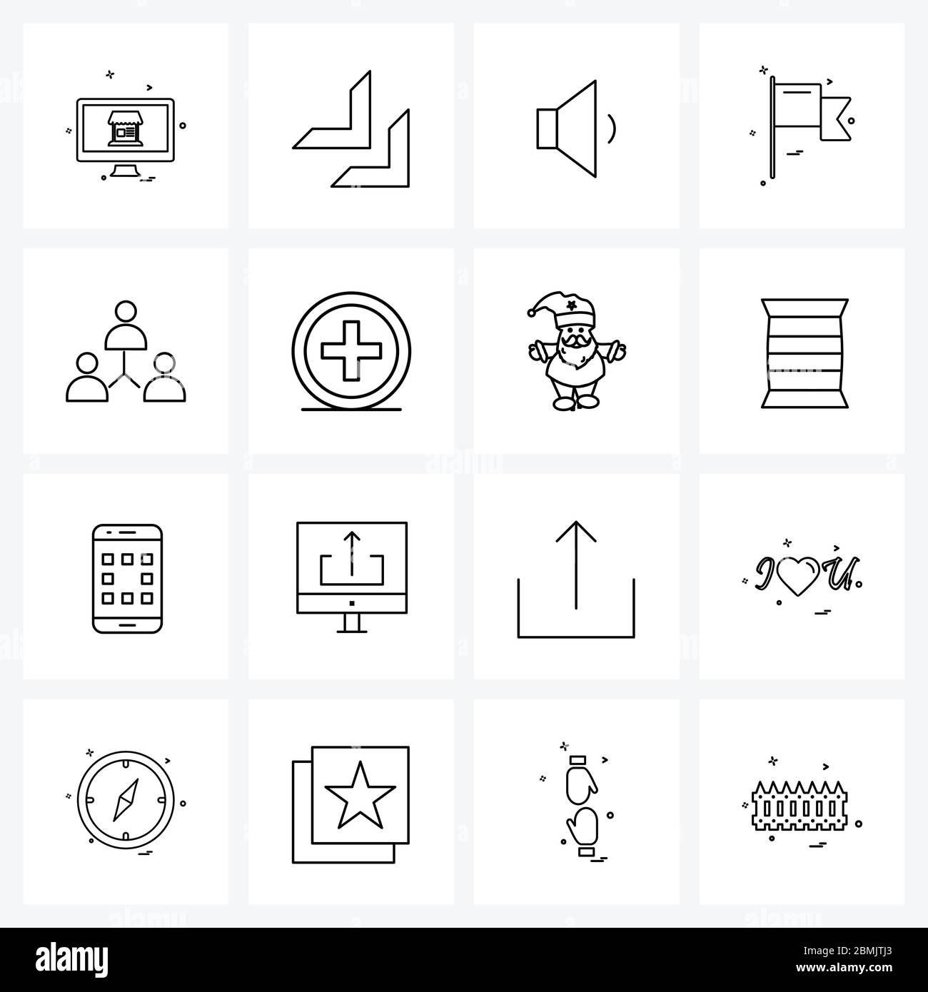 16 Universal Line Icons for Web and Mobile connection, internet, volume ...