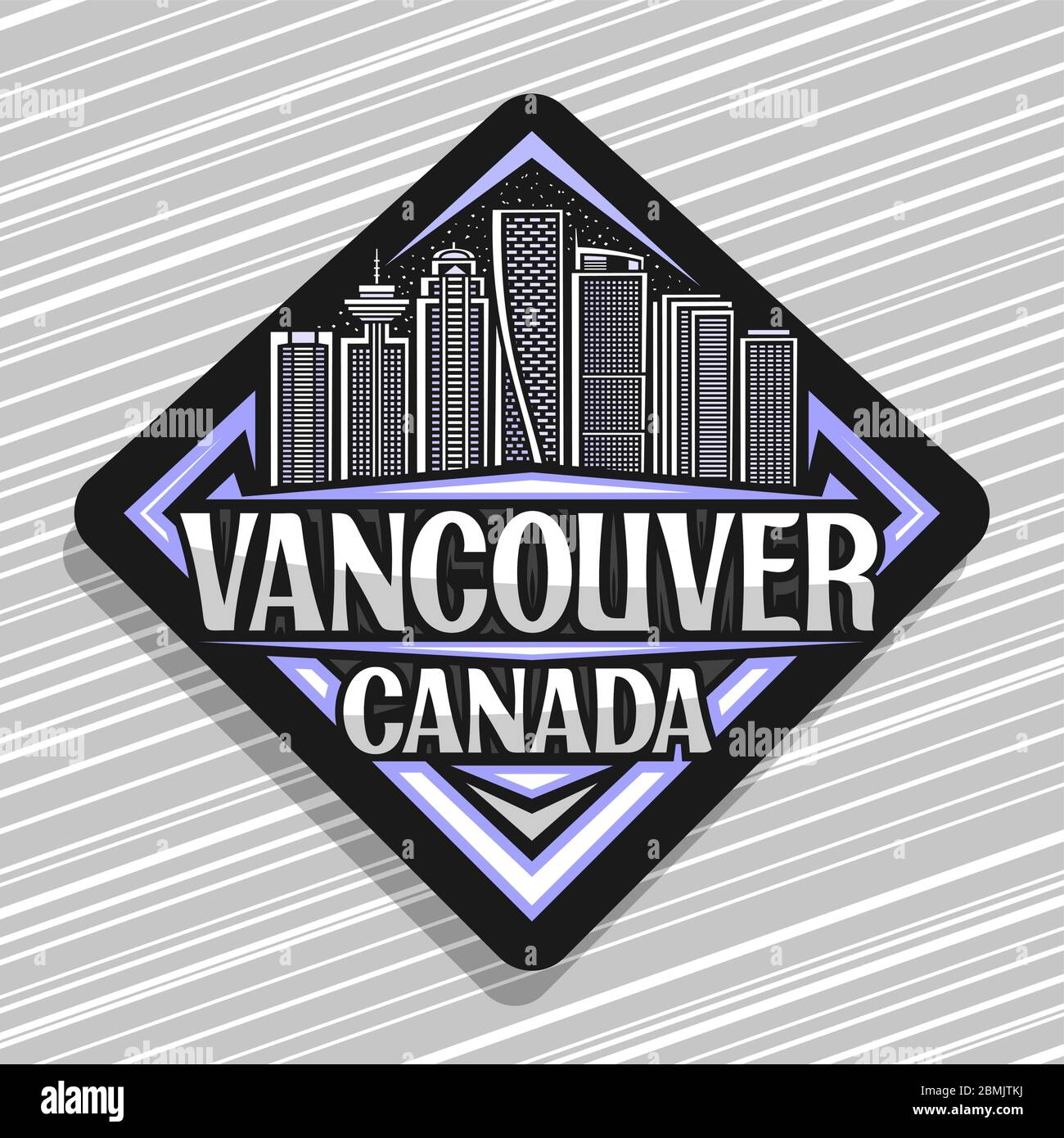 Vector logo for Vancouver, black rhombus road sign with line ...