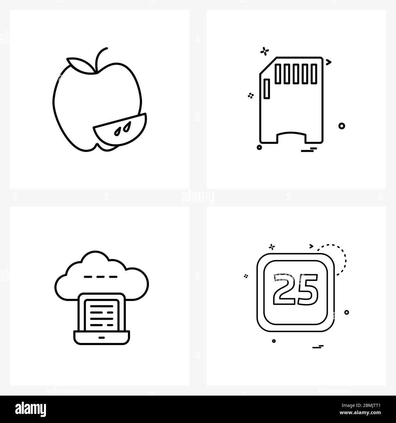 Stock Vector Icon Set of 4 Line Symbols for apple, cloud programming ...