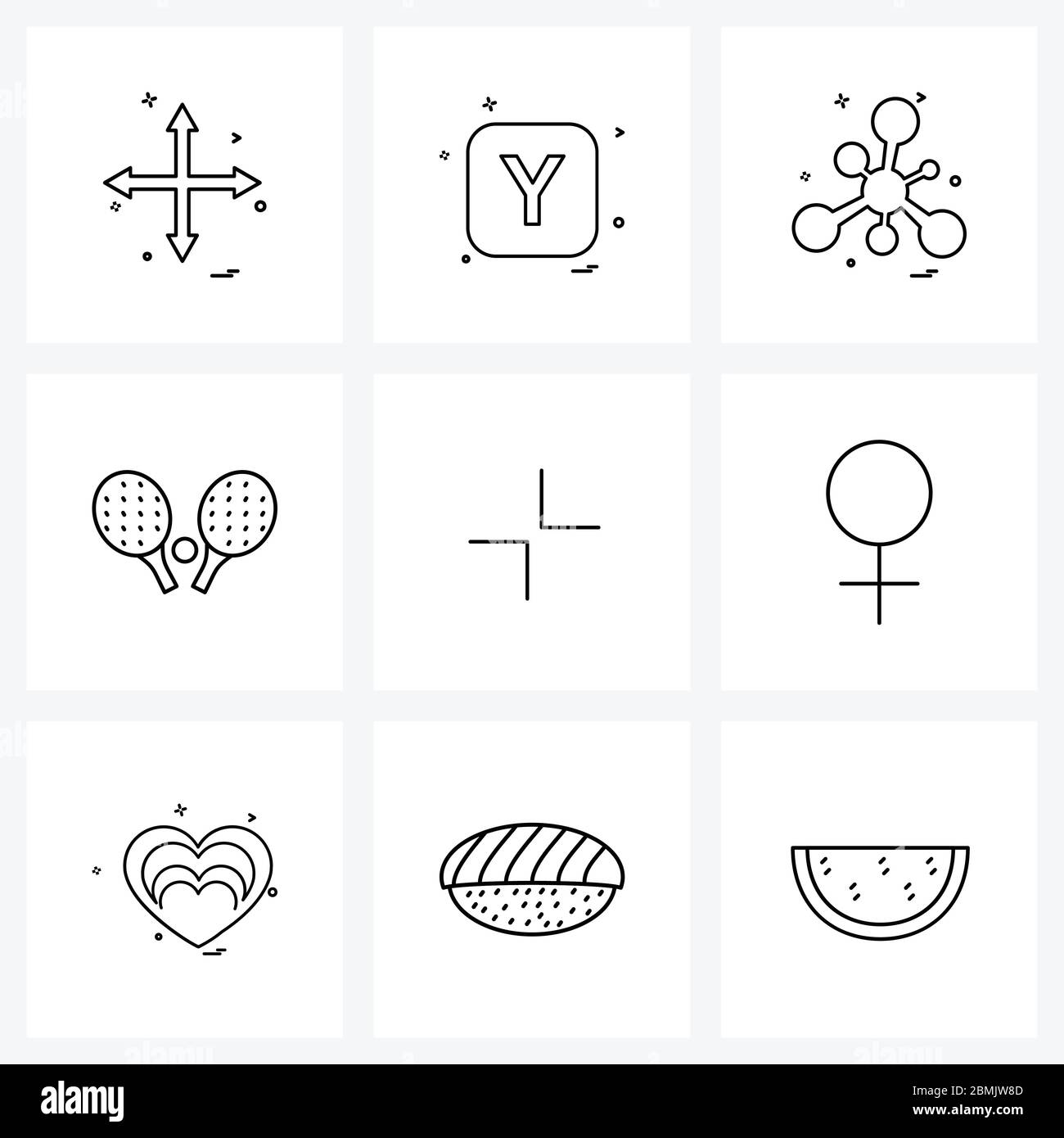 Stock Vector Icon Set of 9 Line Symbols for collapse, tennis, y, sports ...