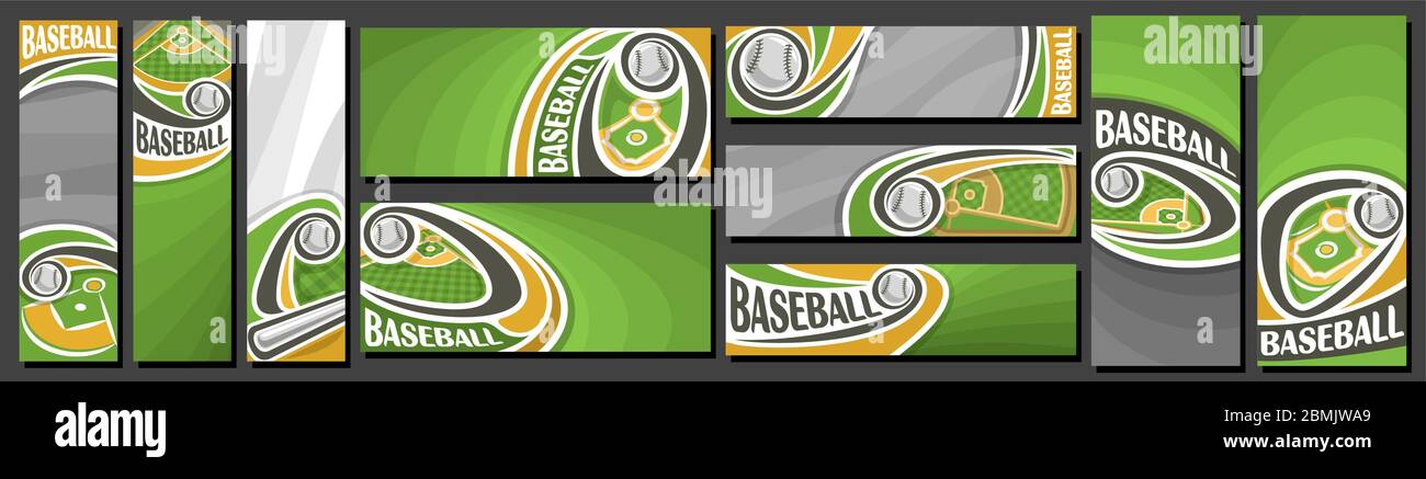 Vector set of Baseball Banners, vertical and horizontal decorative art ...