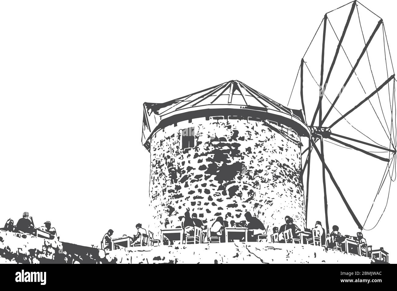 Historic old windmill Stock Vector Images - Alamy