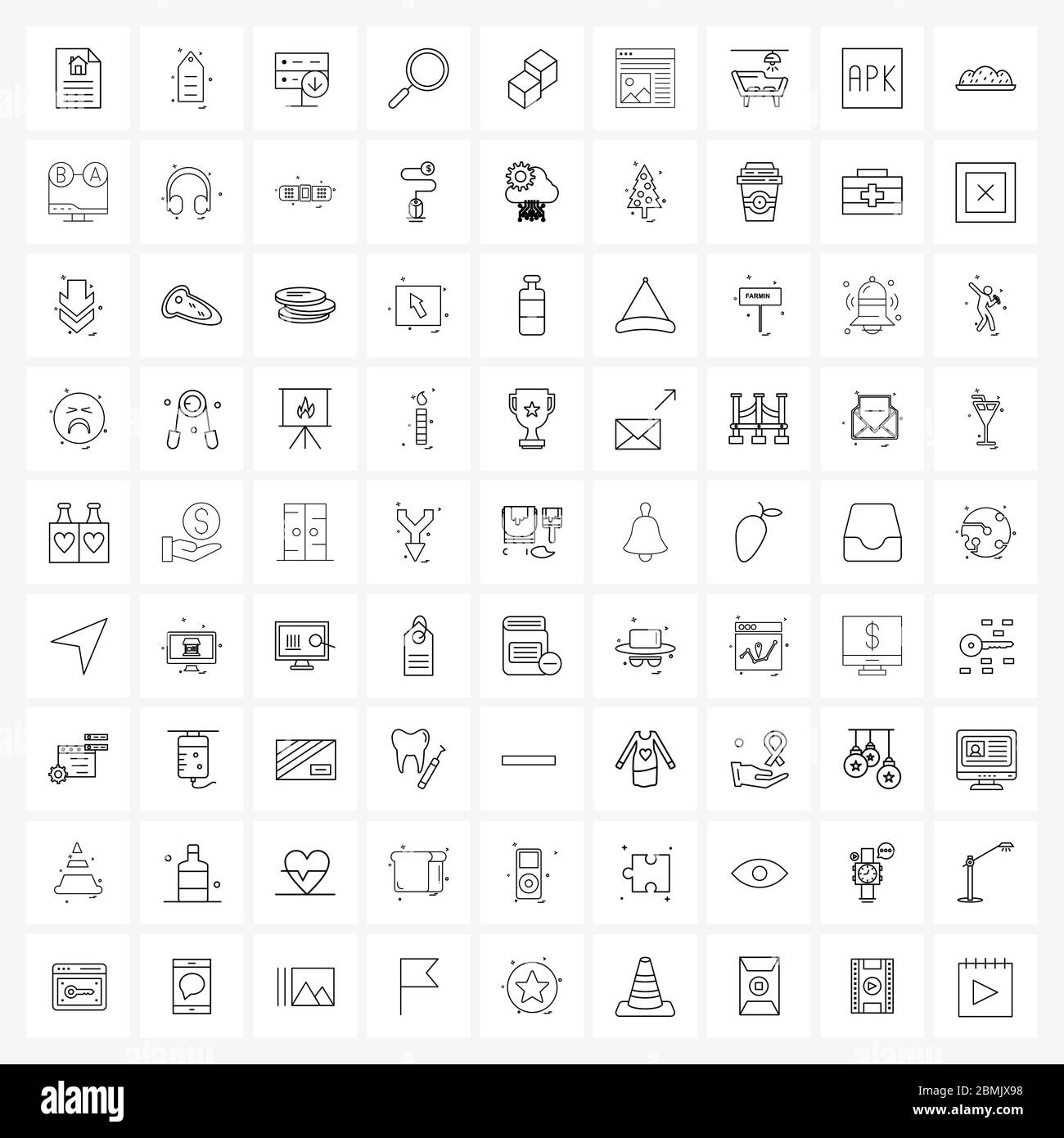 Stock Vector Icon Set of 81 Line Symbols for geometry, searching ...