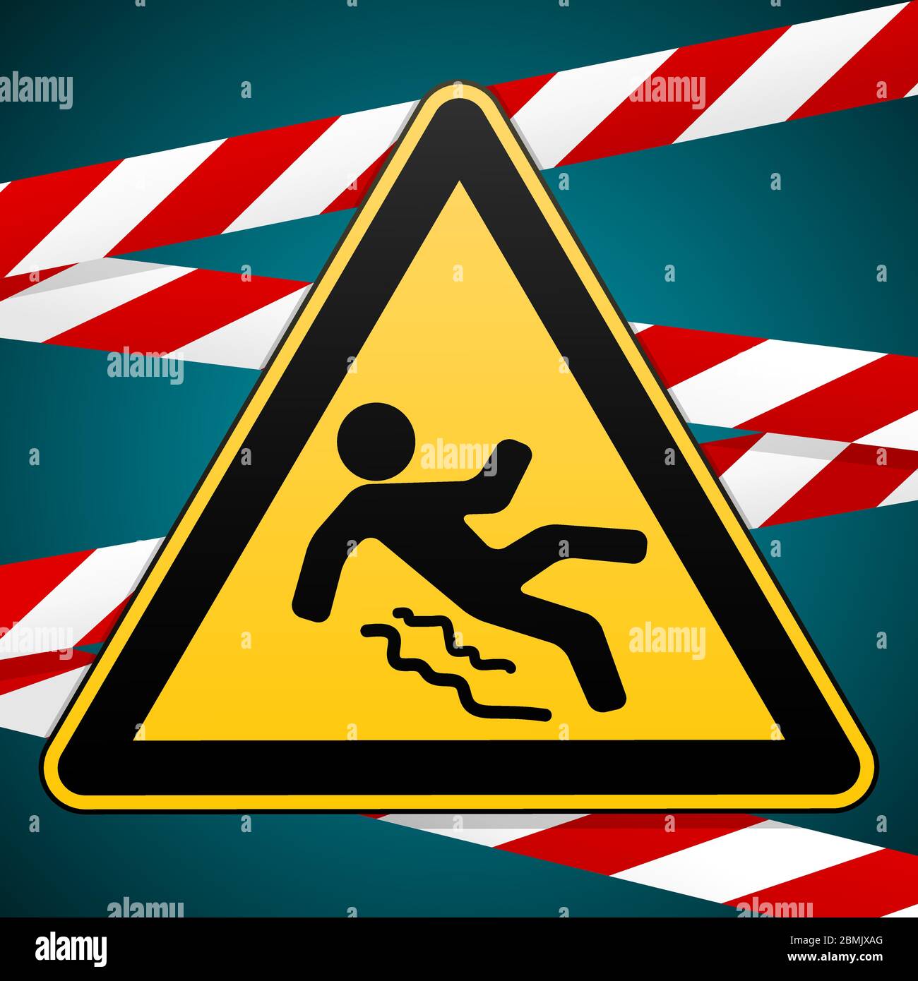 Caution - danger Beware of slippery. Safety sign. Warning triangle and ...