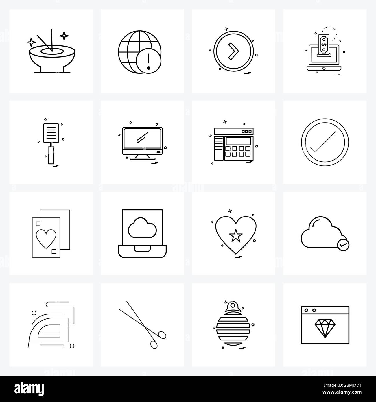 Line Icon Set of 16 Modern Symbols of kitchen, kitchen, arrows, online ...