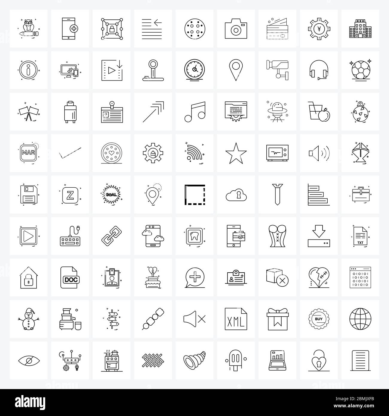Set of 81 Simple Line Icons for Web and Print such as circle, up, lock ...
