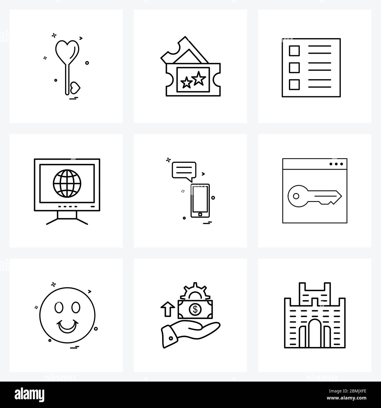 Pixel Perfect Set of 9 Vector Line Icons such as pc, coding, bullets ...