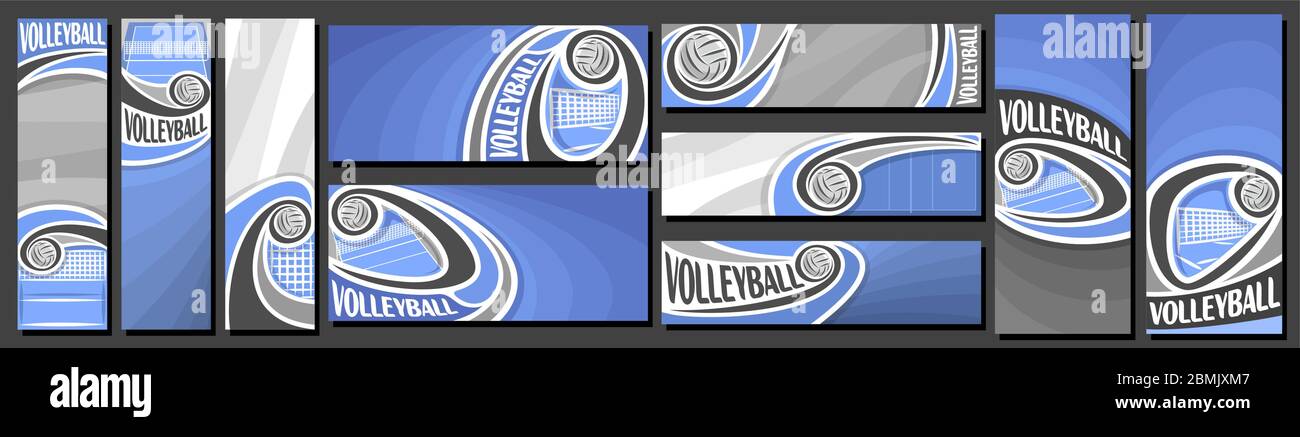 Vector set of Volleyball Banners, vertical and horizontal decorative ...
