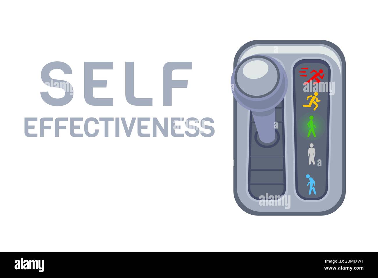 Self effectiveness level gear box over white background, concept poster ...