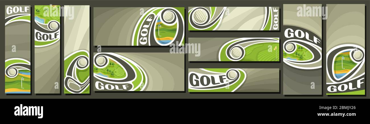 Vector set of Golf Banners, vertical and horizontal decorative art ...