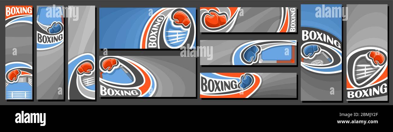Vector set of Boxing Banners, vertical and horizontal decorative ...