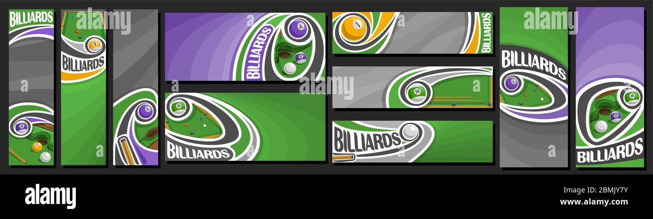 Vector set of Billiards Banners, vertical and horizontal decorative ...