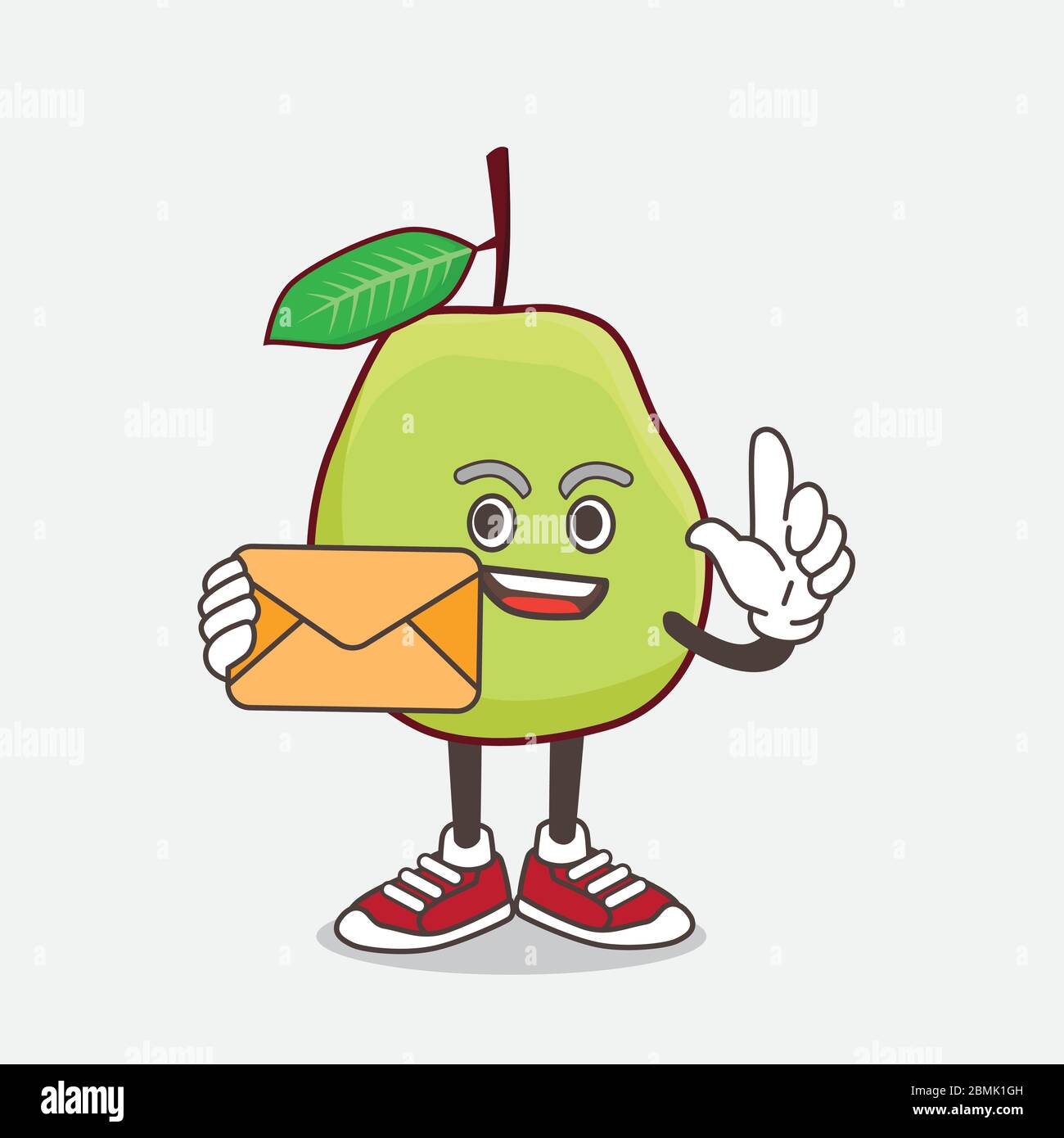 An illustration of Guava Fruit cartoon mascot character holding an ...