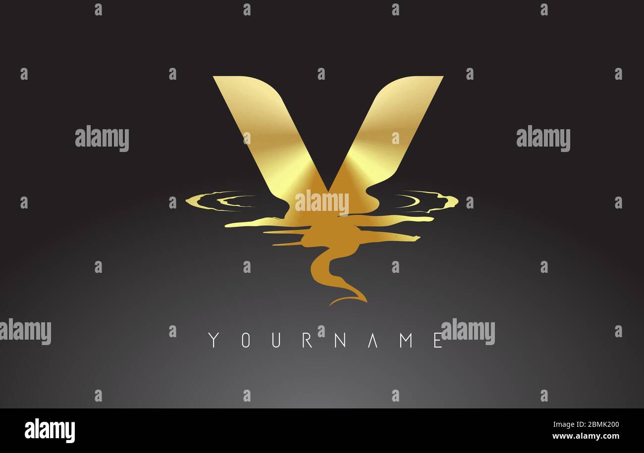 V Letter Logo Design with Water Effect Vector Illustration. Template V ...