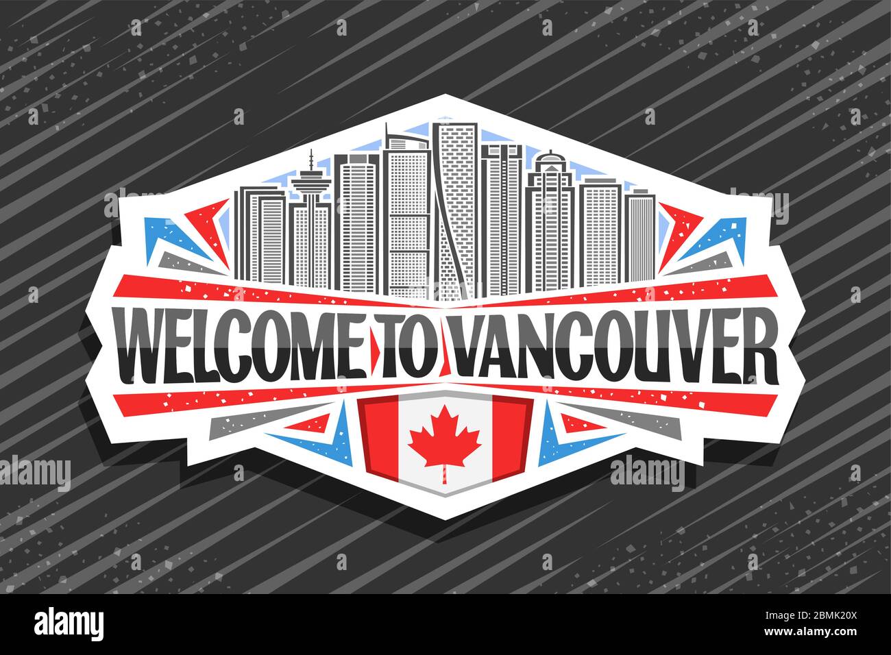 Vector logo for Vancouver, white decorative label with line ...