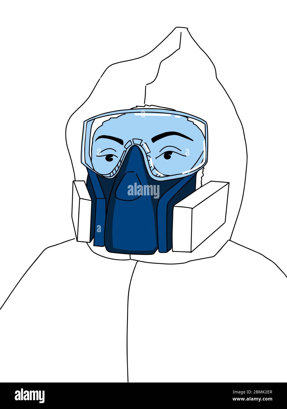 Portrait of a doctor in protective PPE suit wearing face mask and ...