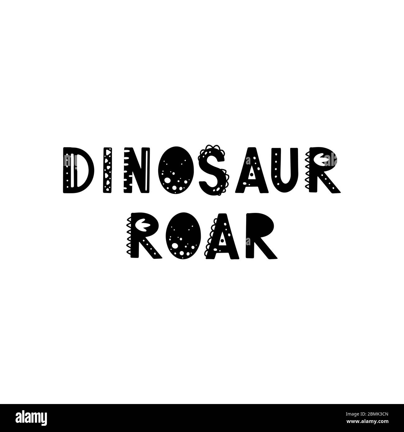 Funny kids lettering text Dinosaur roar with hand drawn elements in scandinavian style for ...