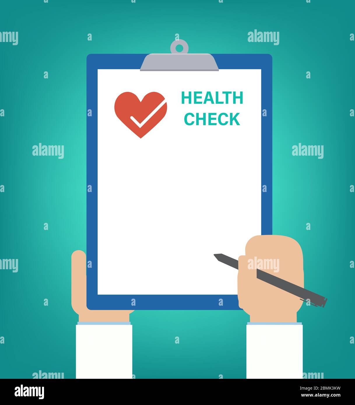 Health check concept with doctor write on notepad flat design vector ...