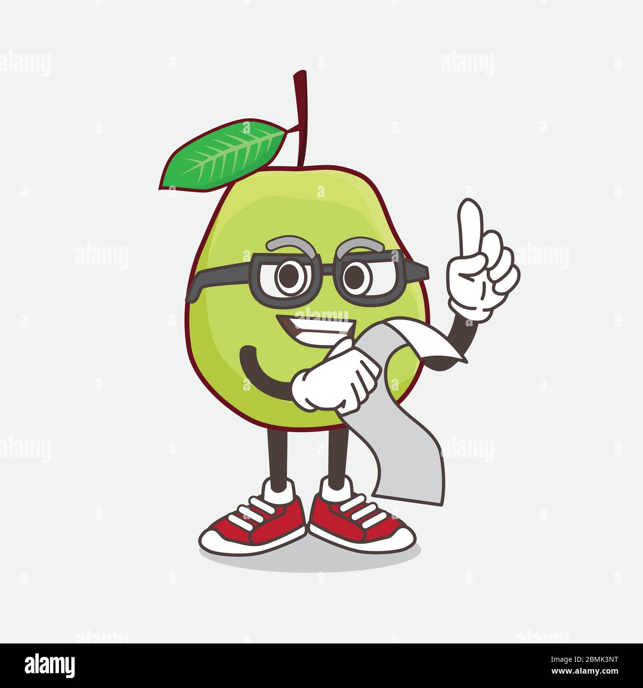 An illustration of Guava Fruit cartoon mascot character holding a menu ...