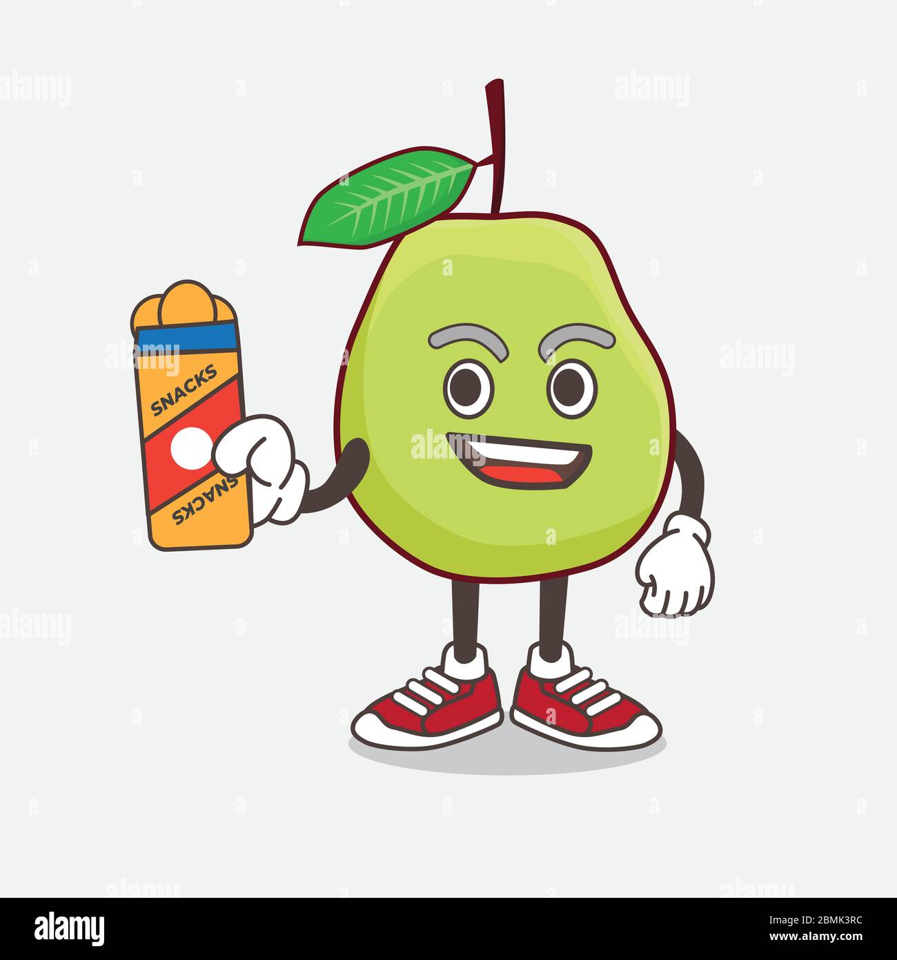 An illustration of Guava Fruit cartoon mascot character giving snacks ...