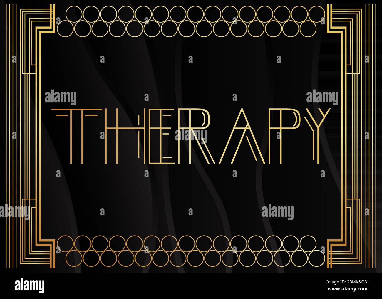Art Deco Therapy text. Decorative greeting card, sign with vintage ...
