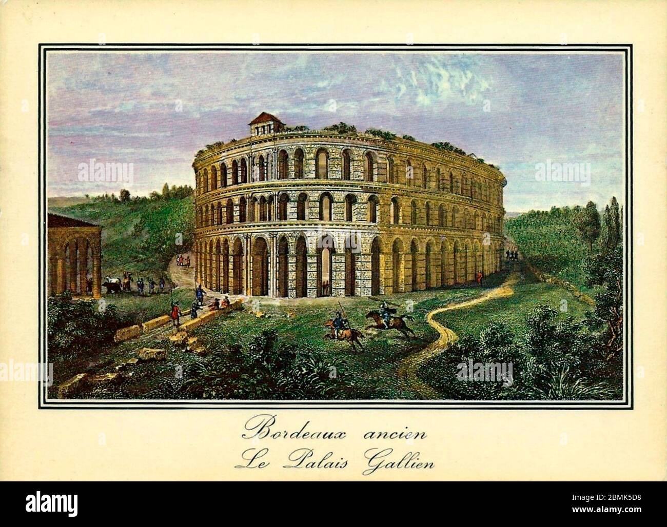 The Roman amphitheatre - Old print of Bordeaux, circa 1910 Stock Photo ...