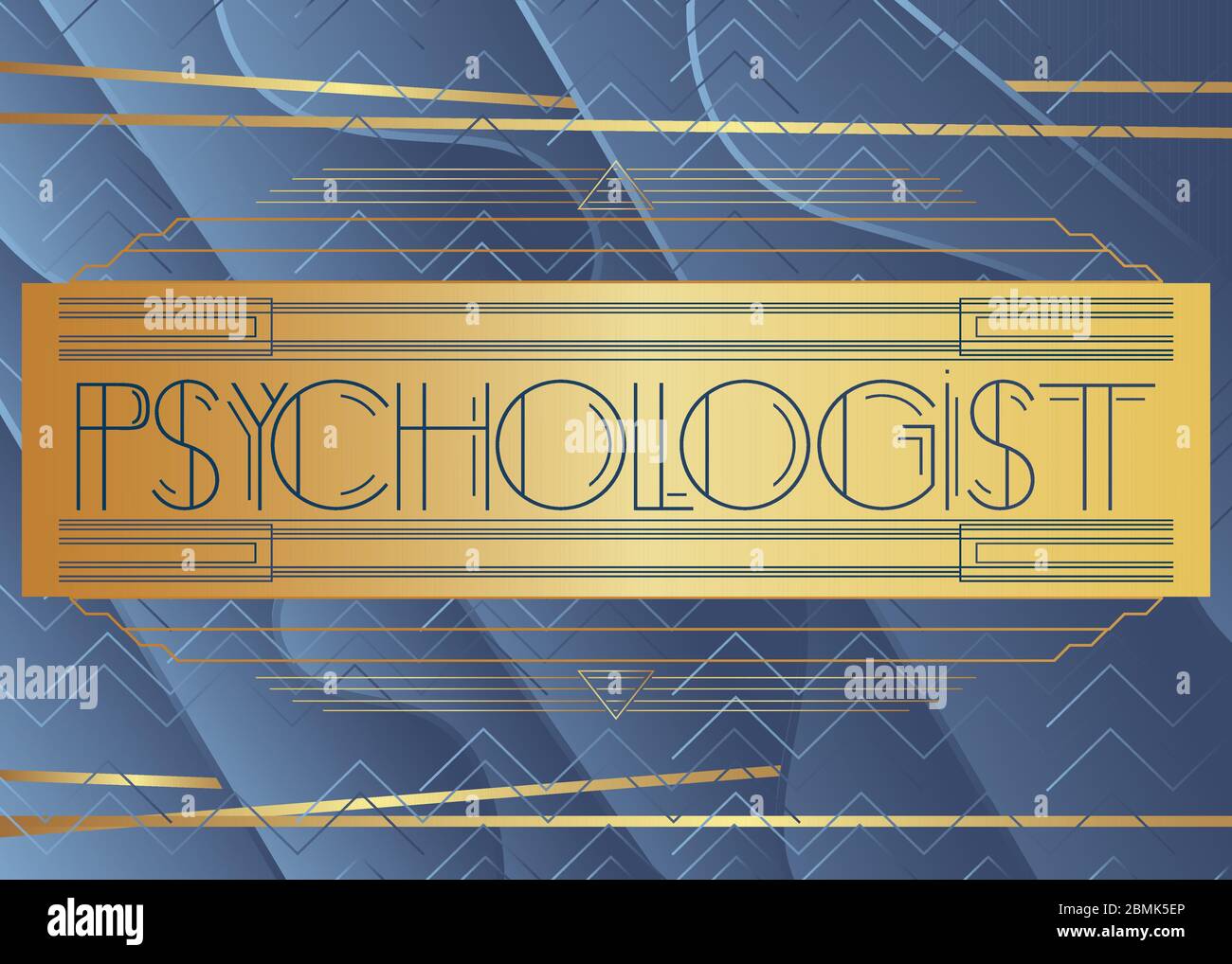 Art Deco Psychologist text. Decorative greeting card, sign with vintage ...