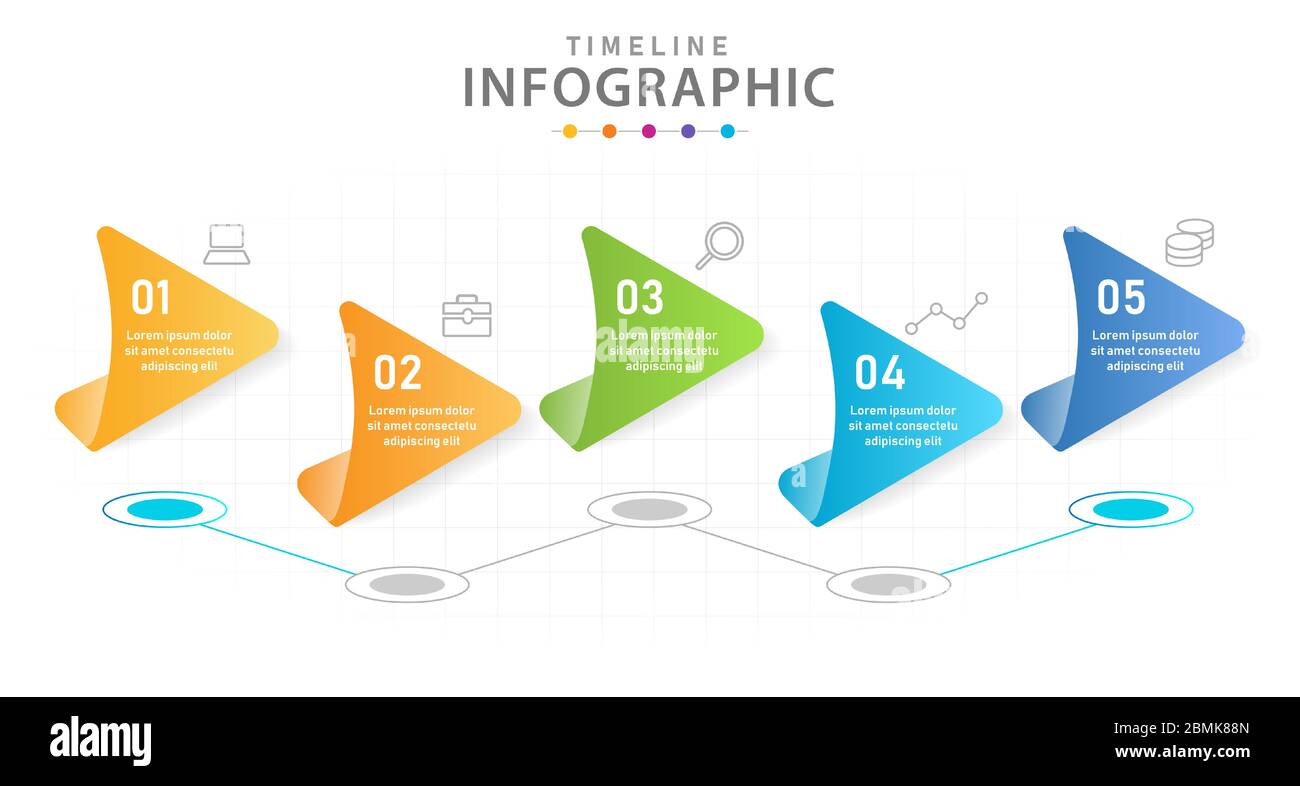 Infographic template 5 steps Modern Timeline diagram with line graph ...