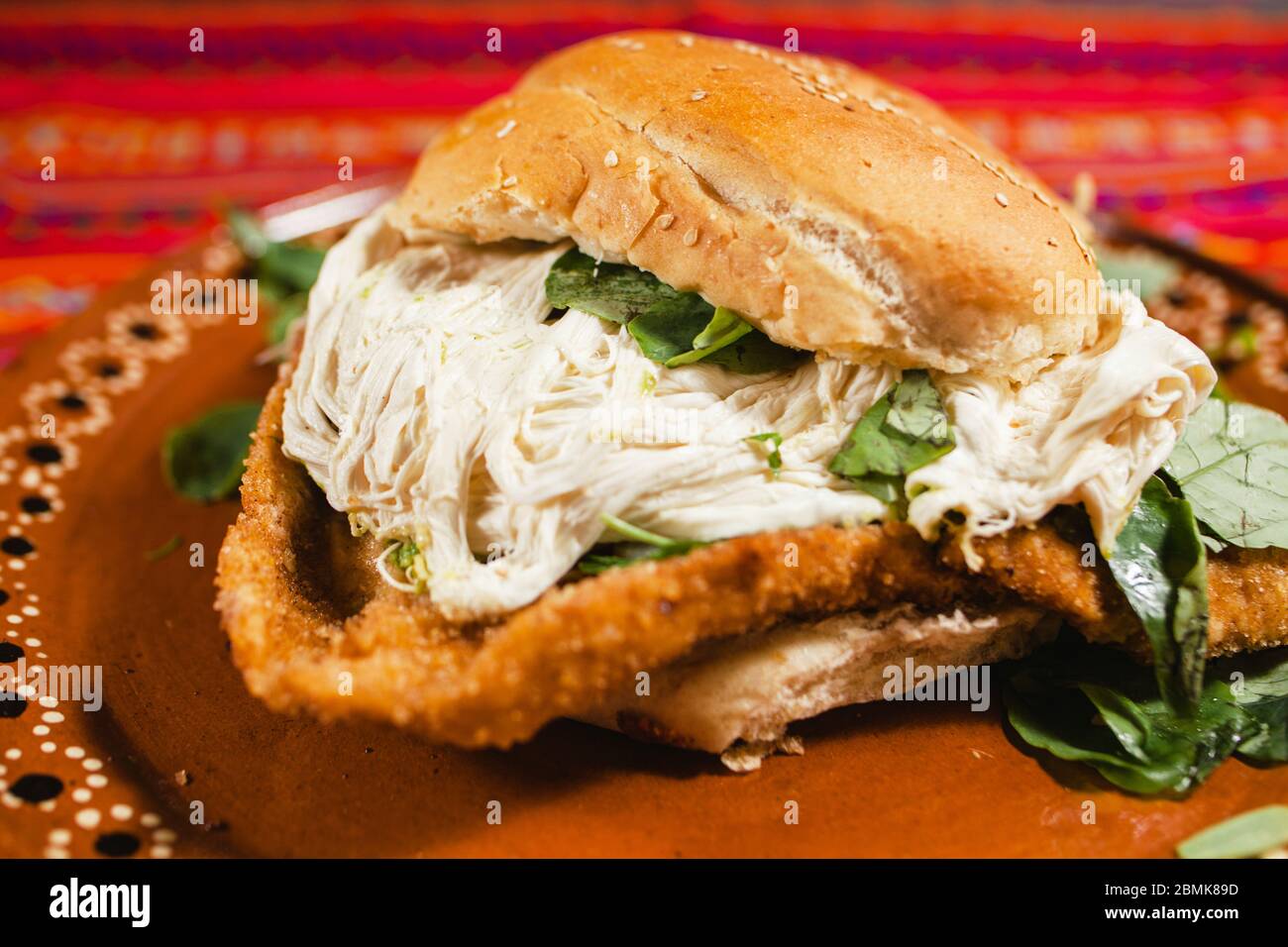 Cemita Poblana Mexican food and chipotles from Puebla city Mexico Stock ...