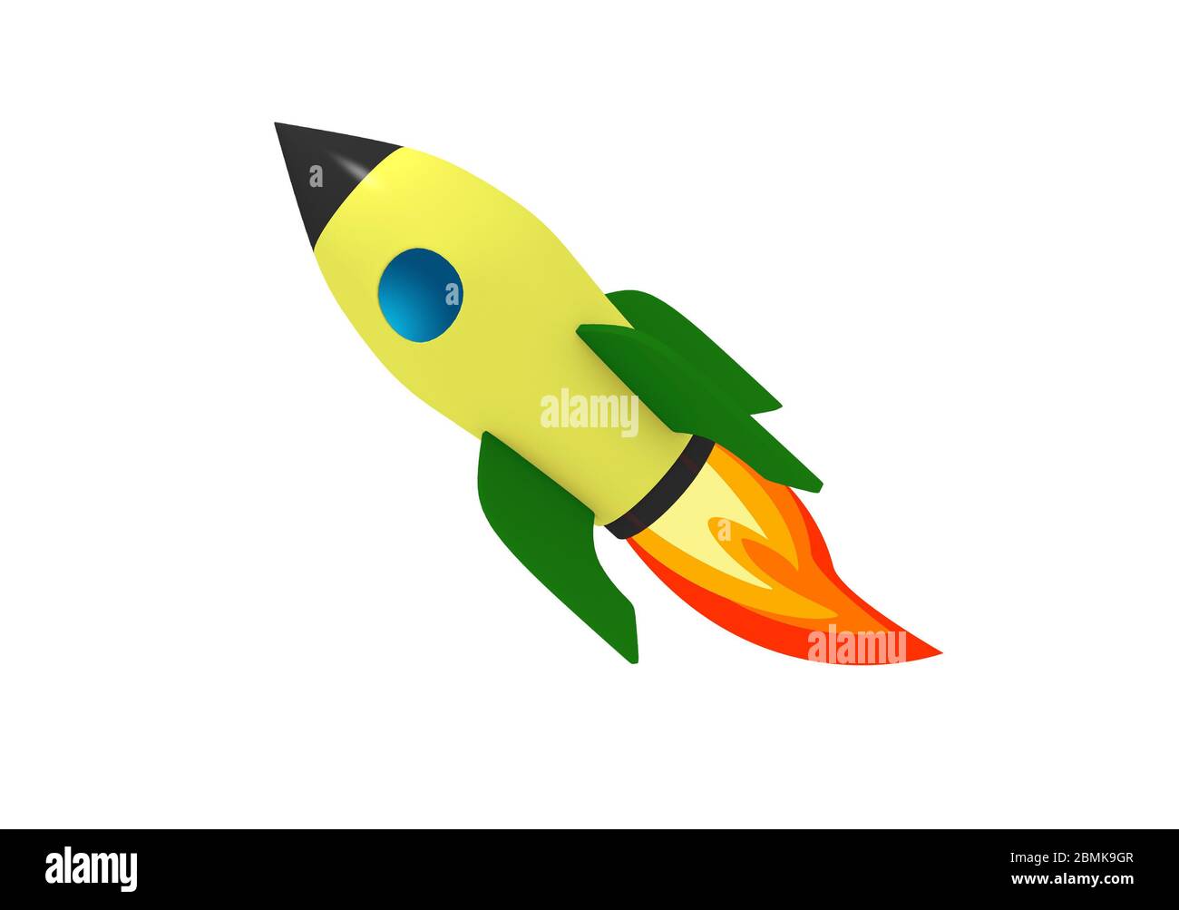 Comic Rocket 3D illustration render isolated on white Stock Photo - Alamy