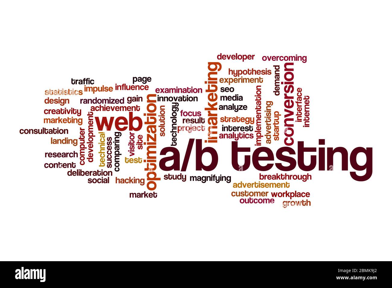 A/B testing word cloud concept on white background Stock Photo - Alamy