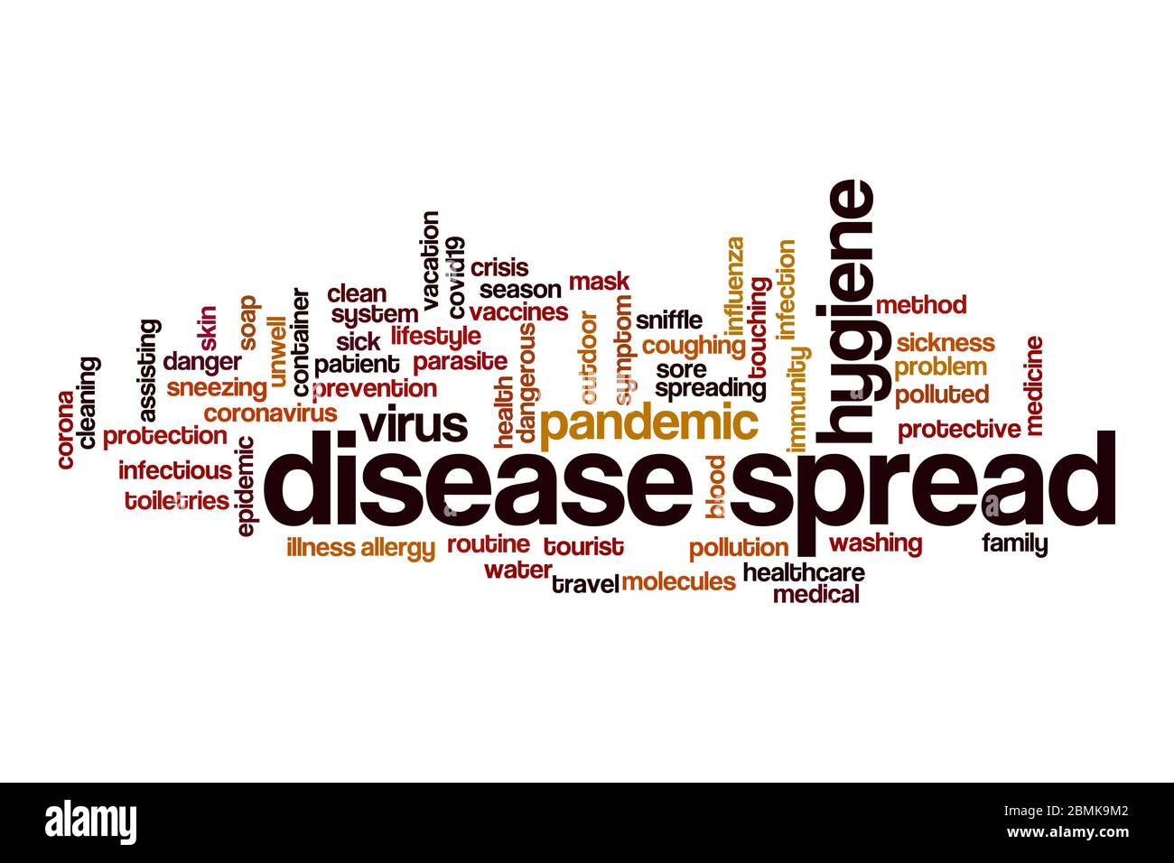 Disease spread word cloud concept on white background Stock Photo - Alamy