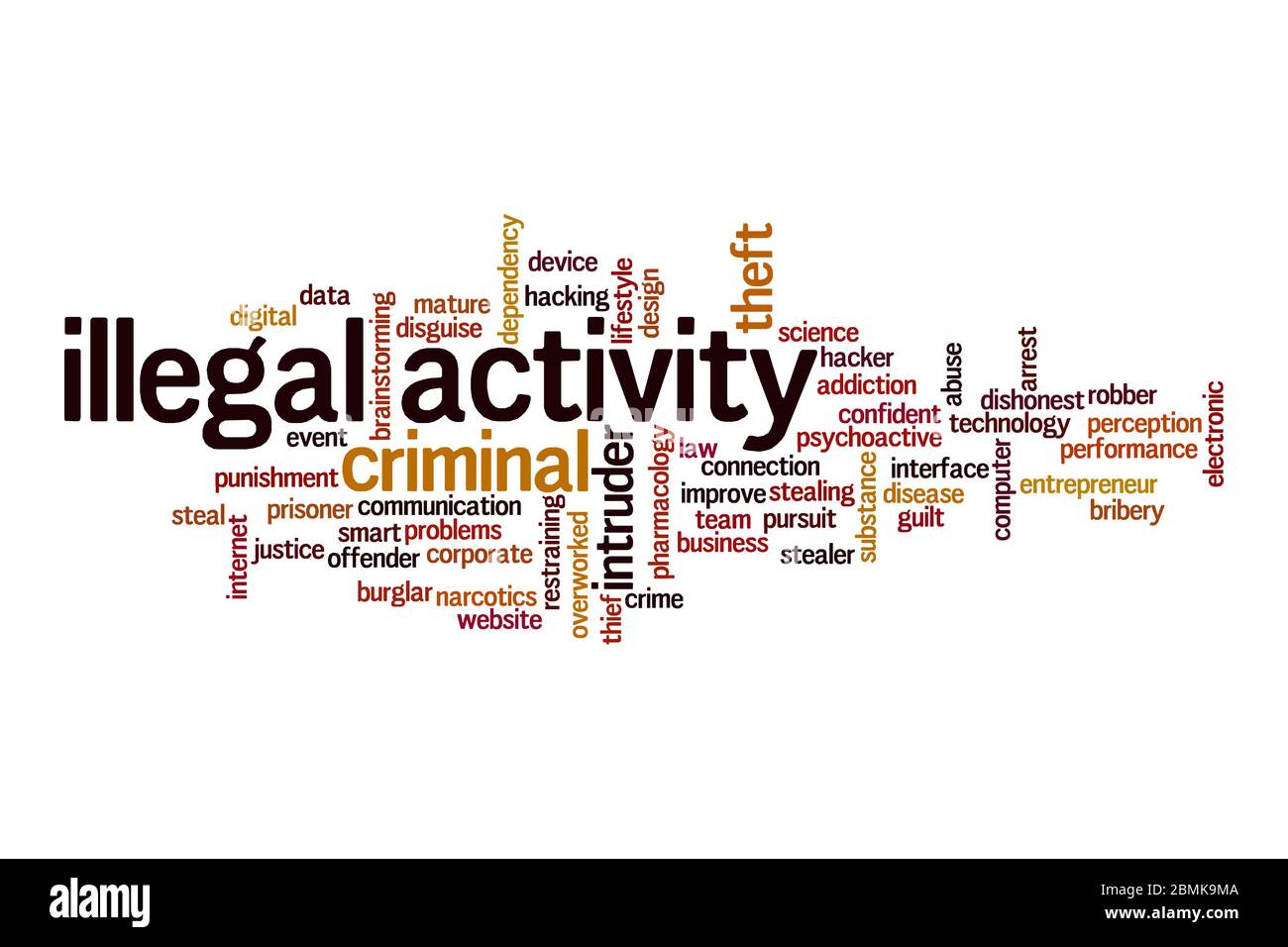 Illegal Activity Word Cloud Concept On White Background Stock Photo Alamy