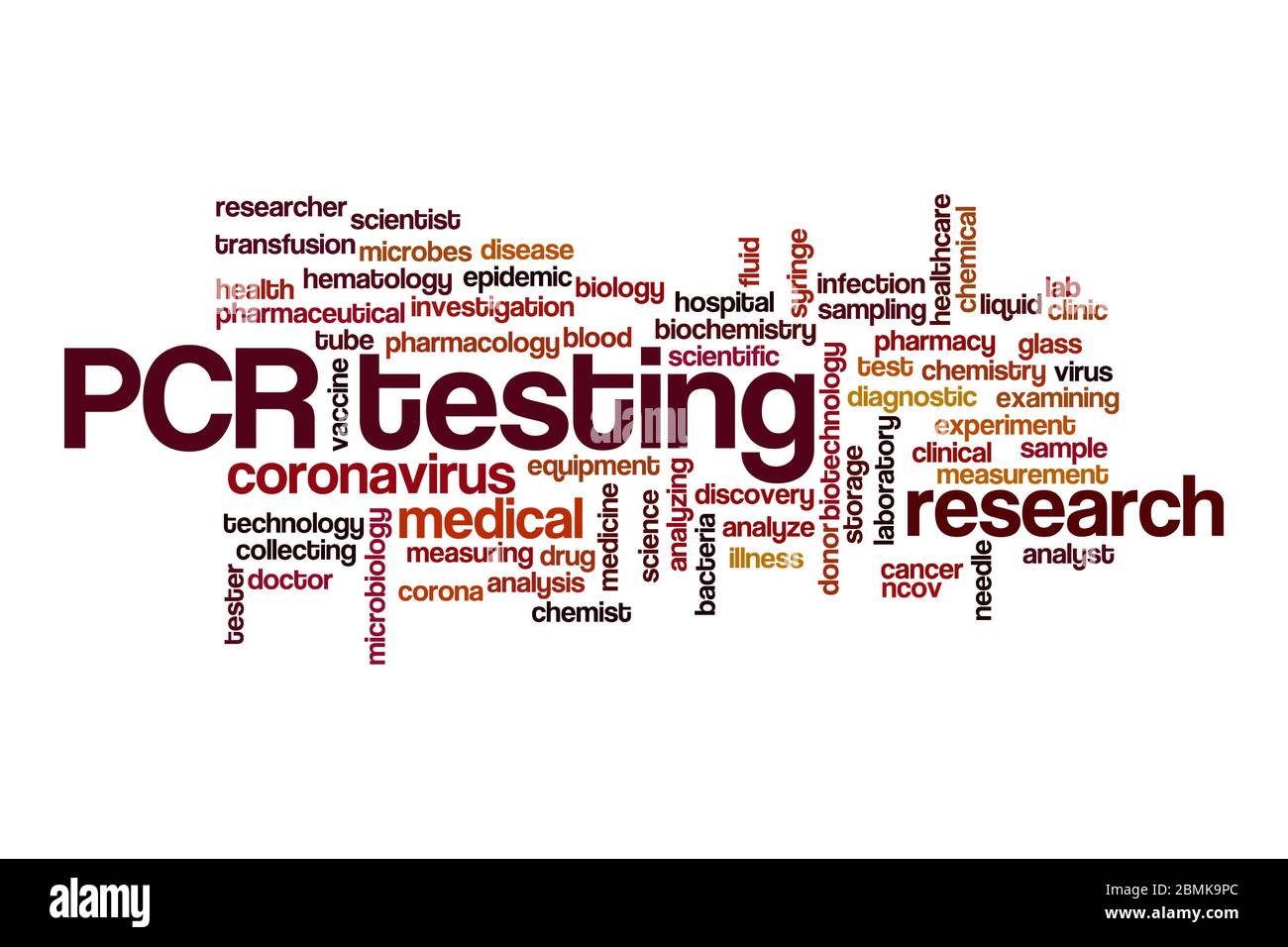 PCR testing word cloud concept on white background Stock Photo - Alamy