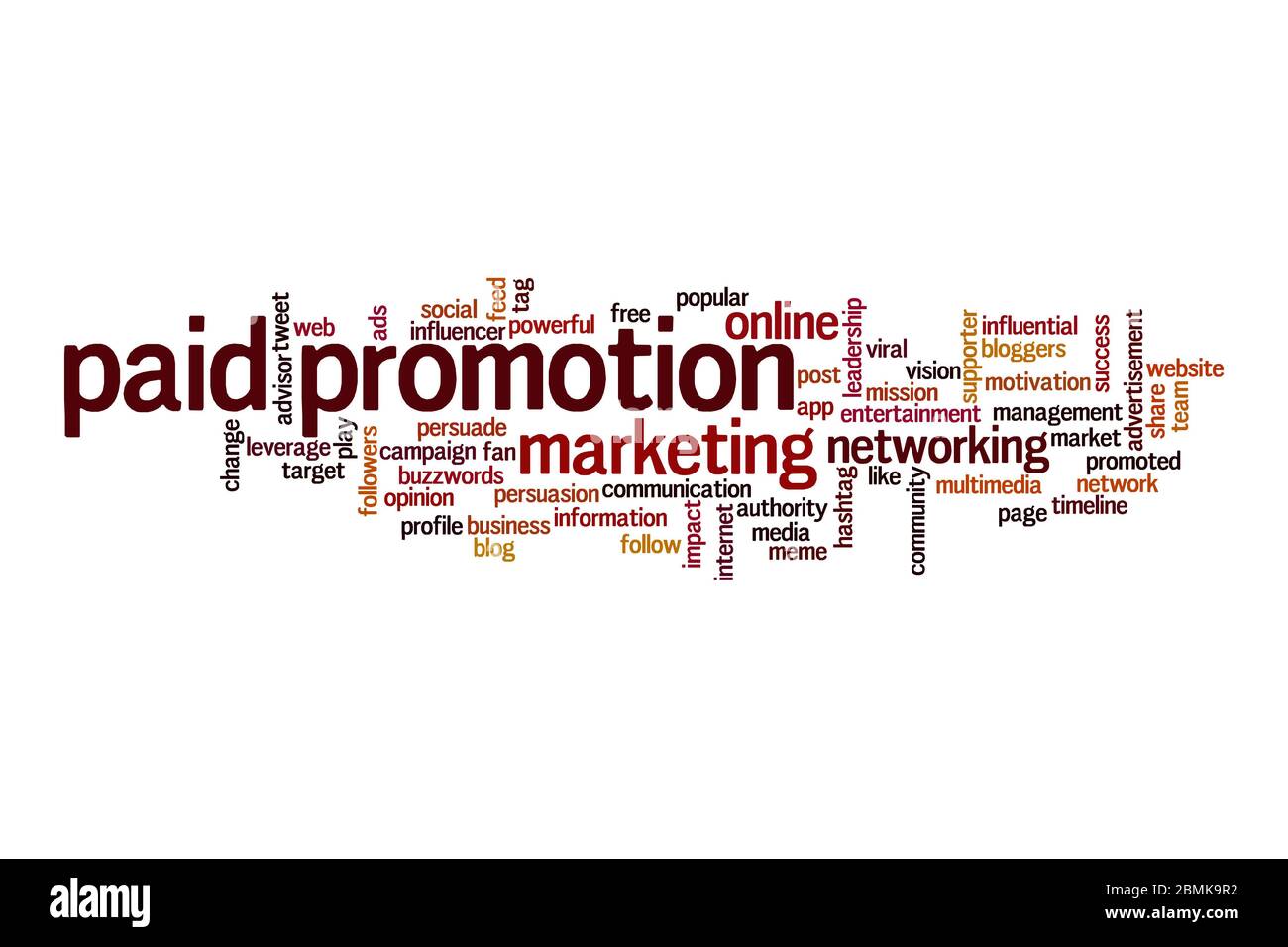 Paid promotion word cloud concept on white background Stock Photo - Alamy