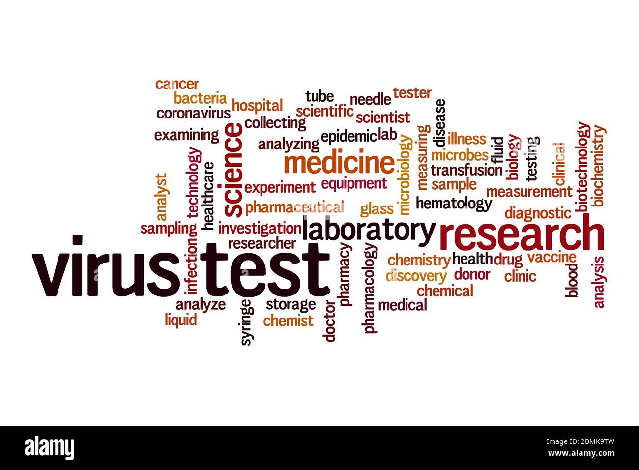 Virus test word cloud concept on white background Stock Photo - Alamy