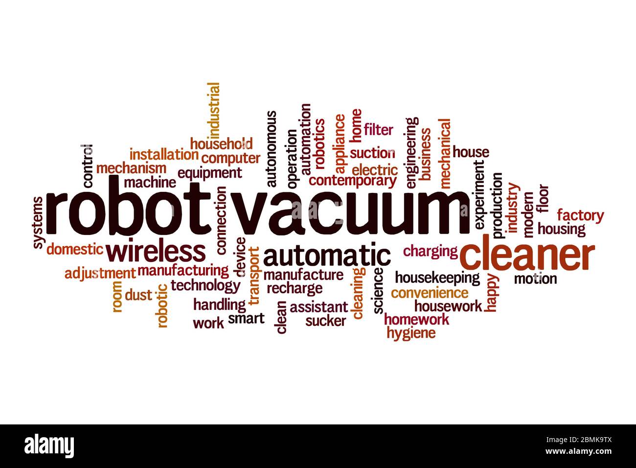 Robot vacuum word cloud concept on white background Stock Photo - Alamy