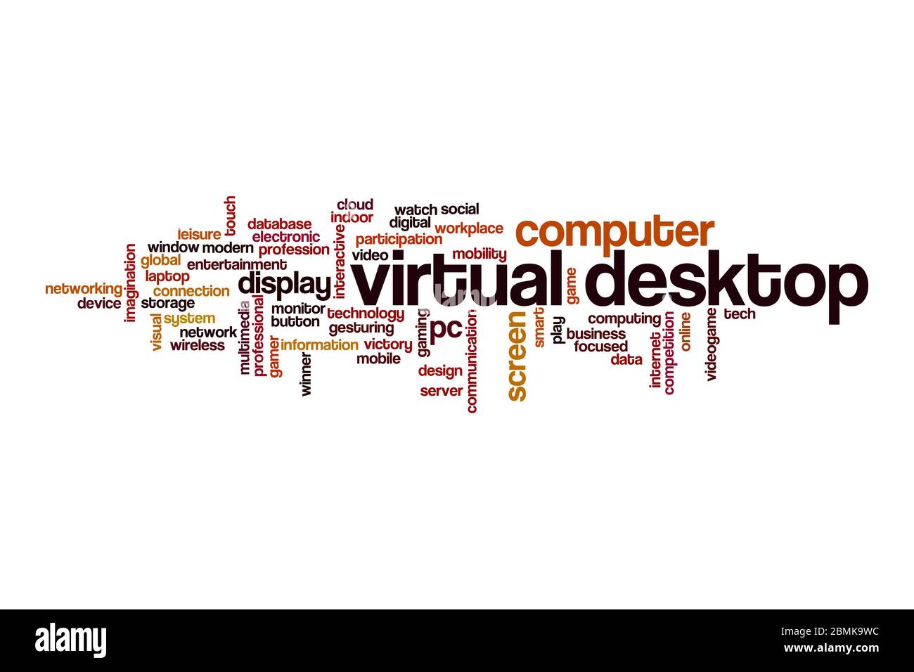 Virtual desktop word cloud concept on white background Stock Photo - Alamy