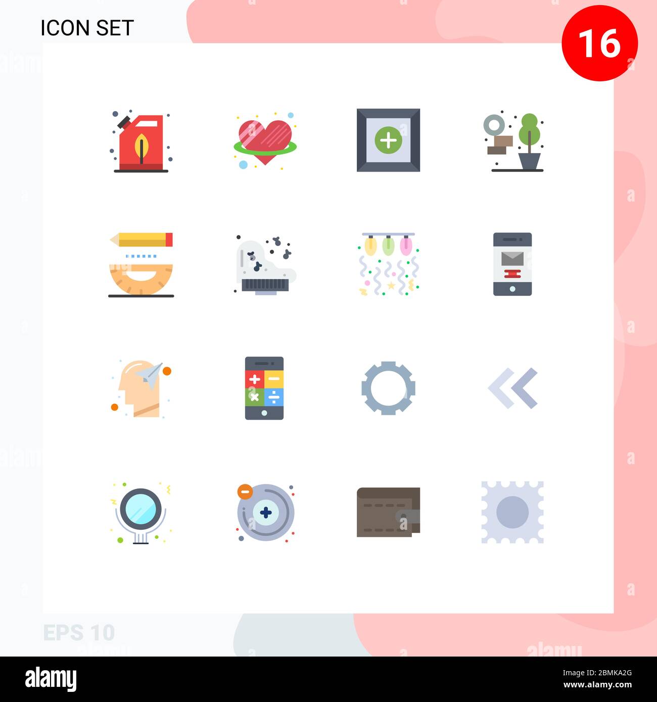 Stock Vector Icon Pack of 16 Line Signs and Symbols for development ...