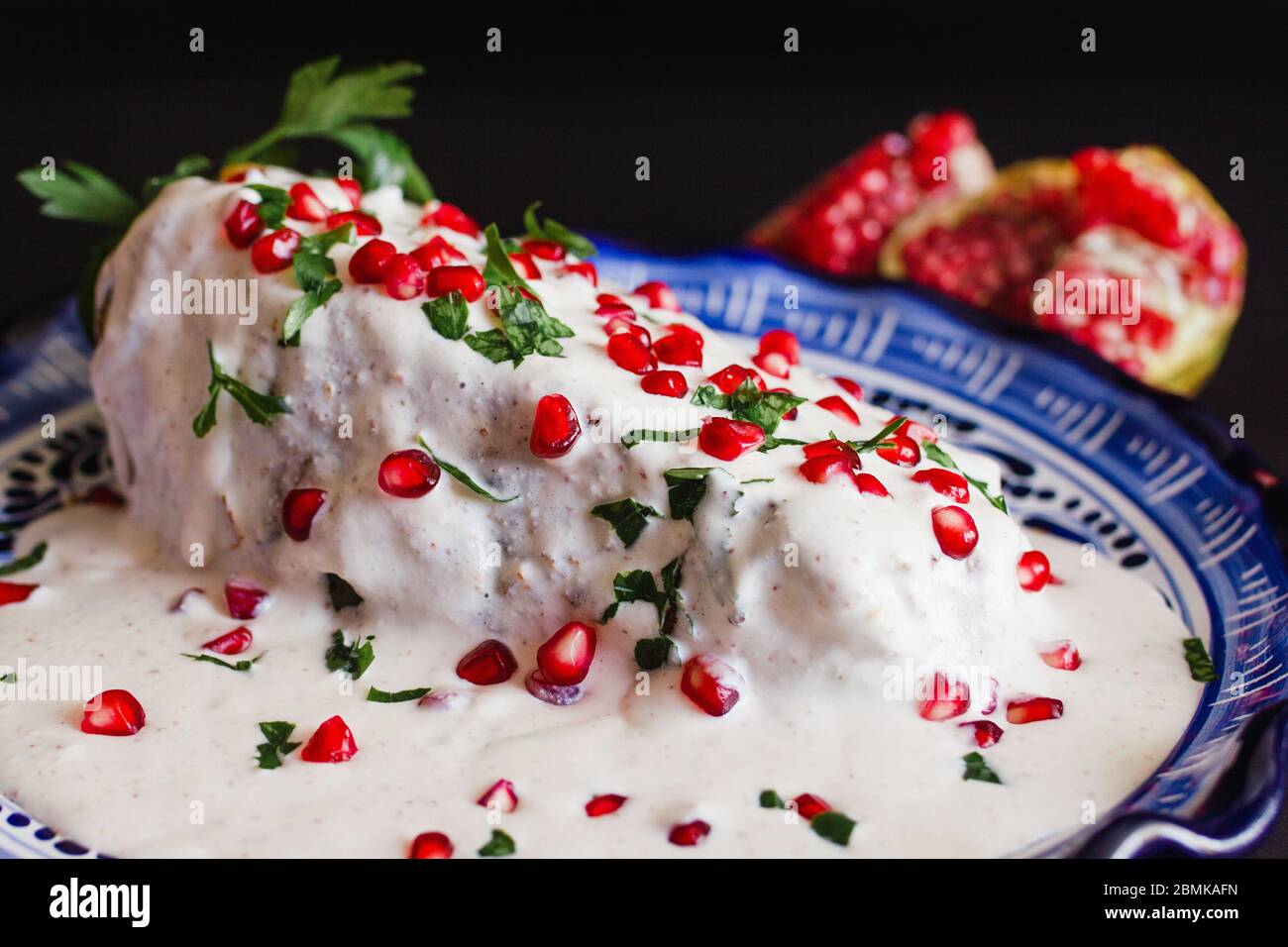 Chiles en Nogada, traditional Mexican cuisine in Puebla Mexico Stock ...