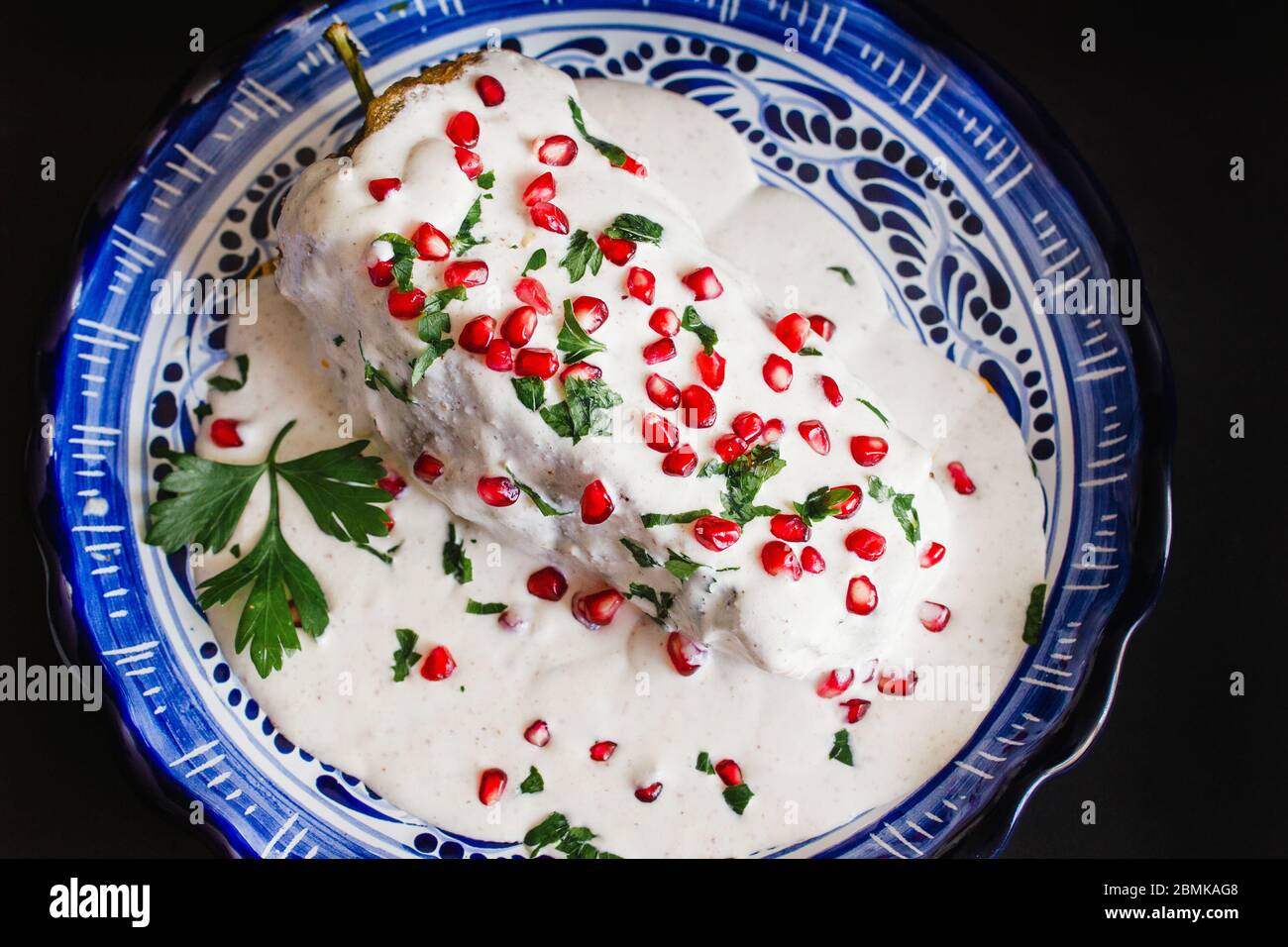Chiles en Nogada, traditional Mexican cuisine in Puebla Mexico Stock ...