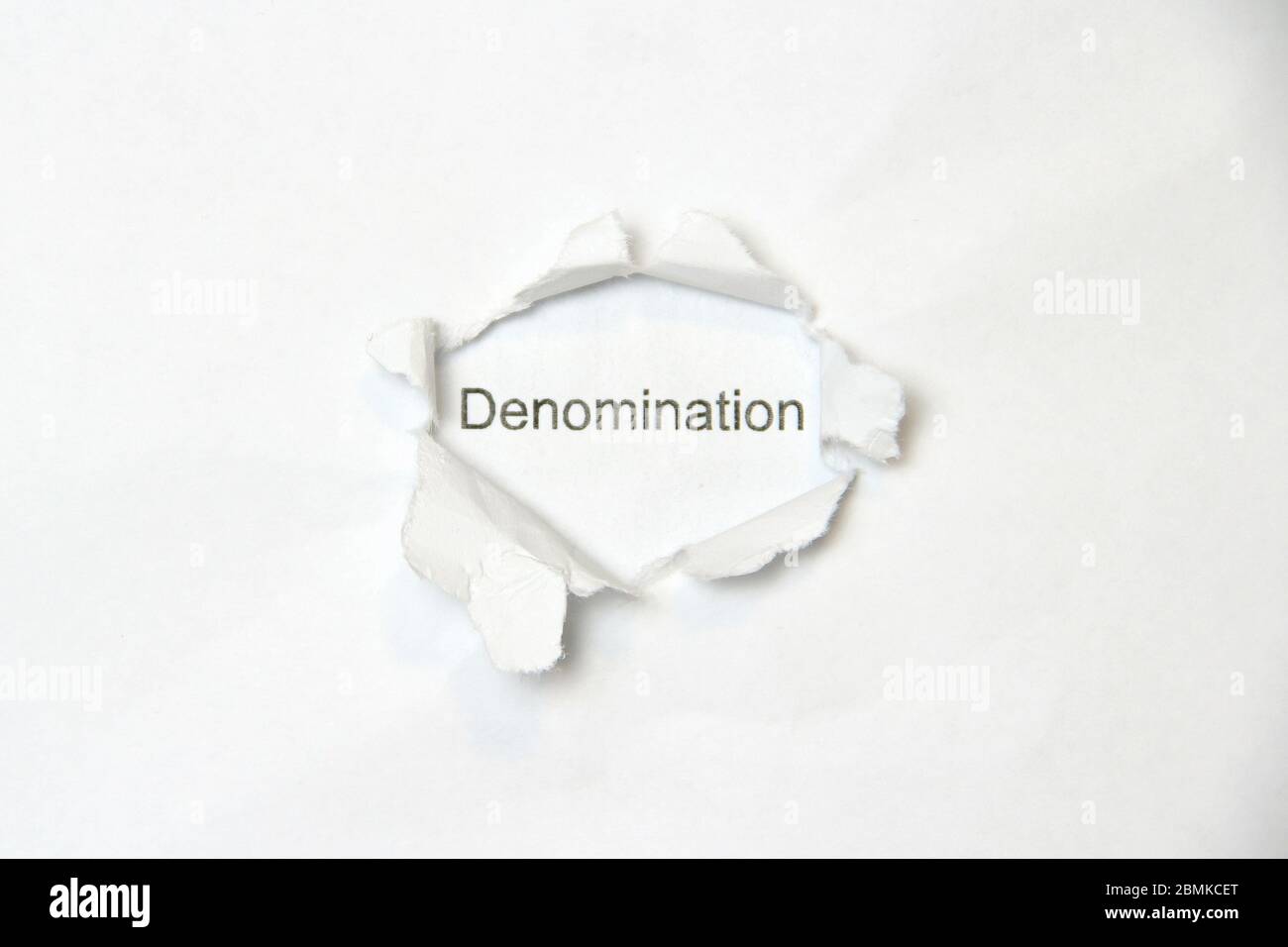 Word denomination on white isolated background, the inscription through ...