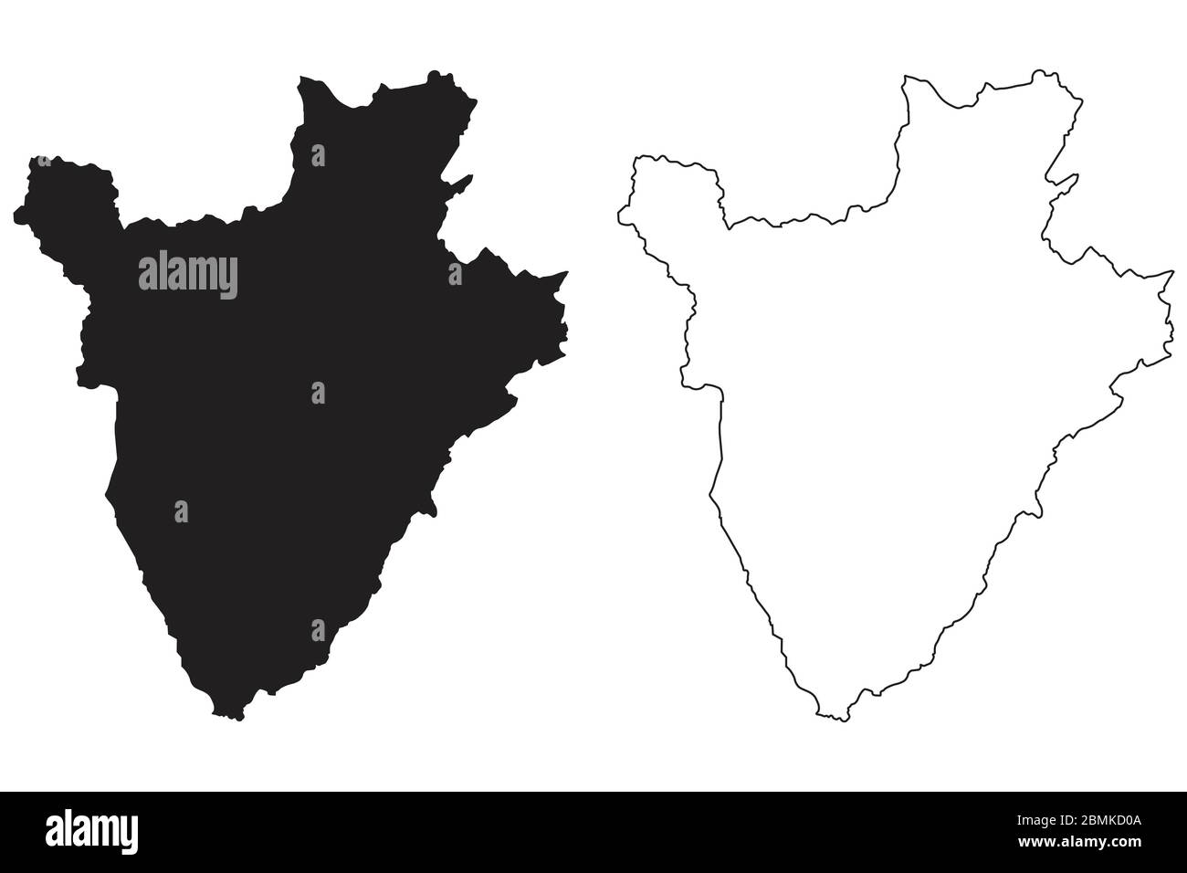 Burundi Country Map Black Silhouette And Outline Isolated On White