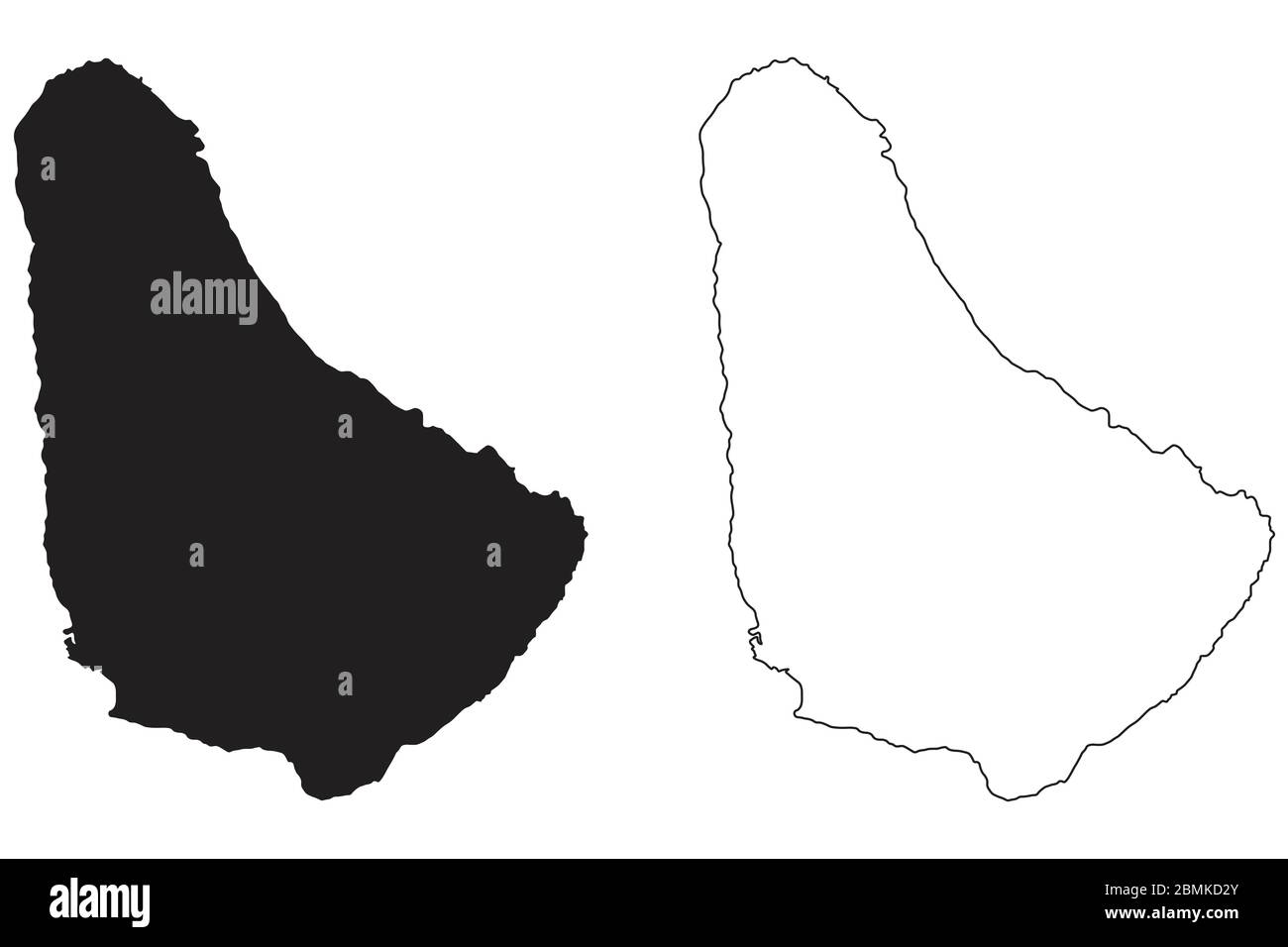 Barbados Country Map. Black silhouette and outline isolated on white ...