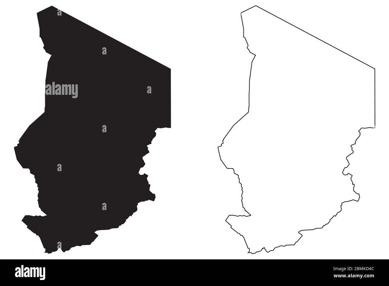 Chad Country Map. Black silhouette and outline isolated on white ...